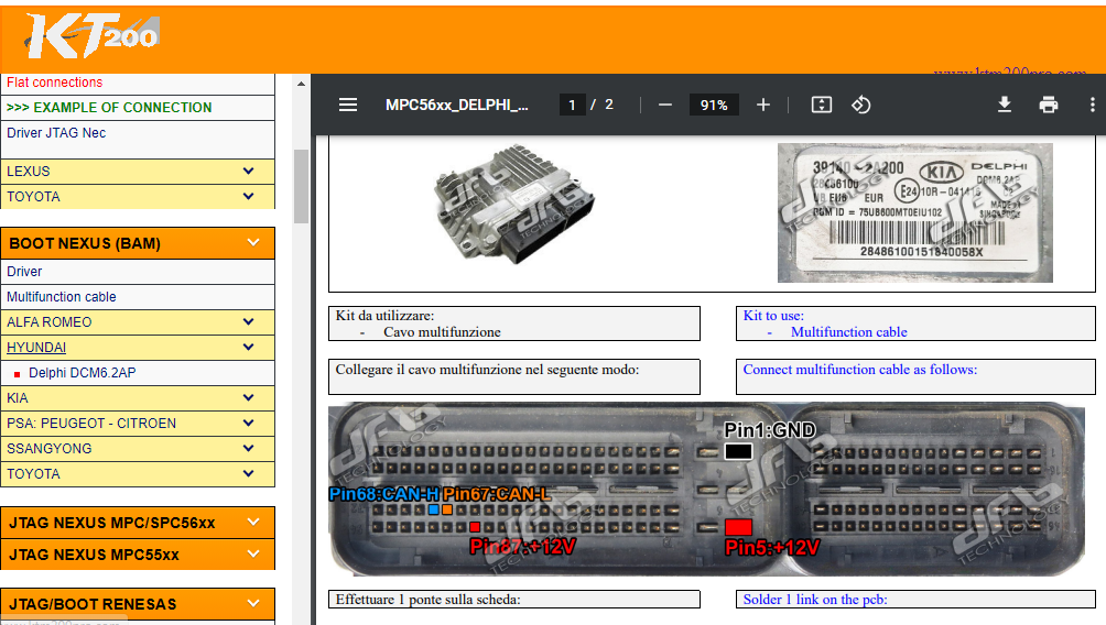 KT200SUPPORT PINOUT - soft4auto.com
